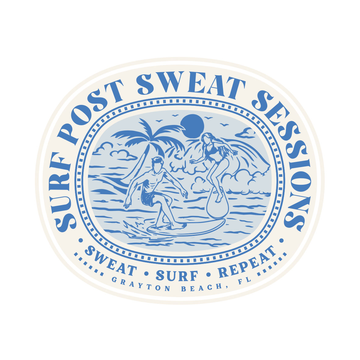 Sweat Sessions Logo Sticker – Tribe Kelley Surf Post